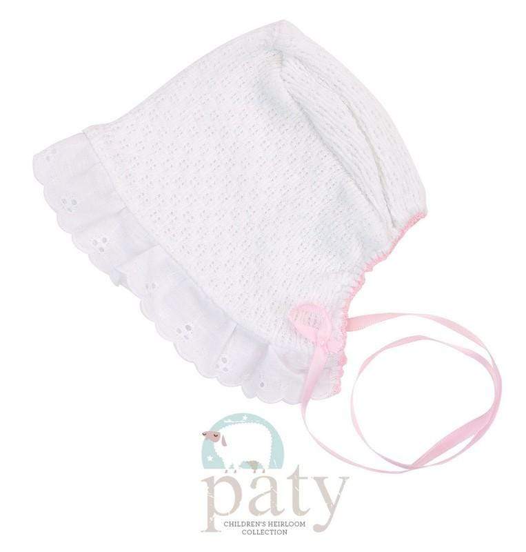 Paty Newborn Bonnet - White with Pink Trim – Baby & Kids 1st